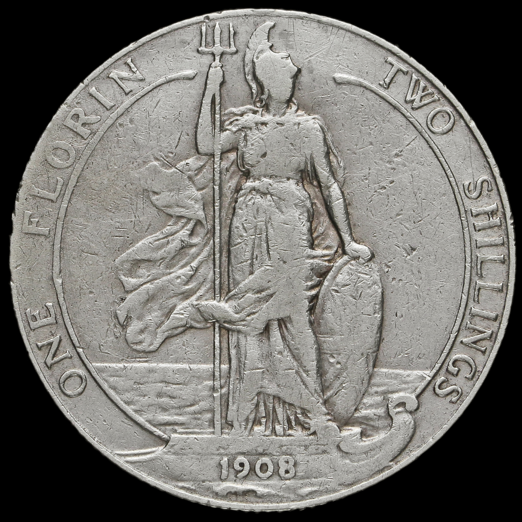 1908 Edward VII Silver Florin, Fine