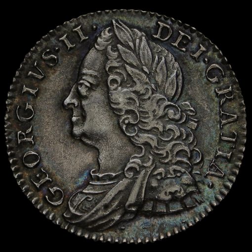 1758 George II Early Milled Silver Sixpence, A/UNC