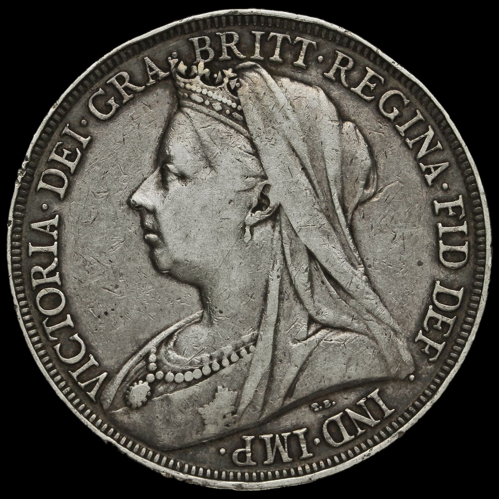 1895 Queen Victoria Veiled Head Silver LIX Crown