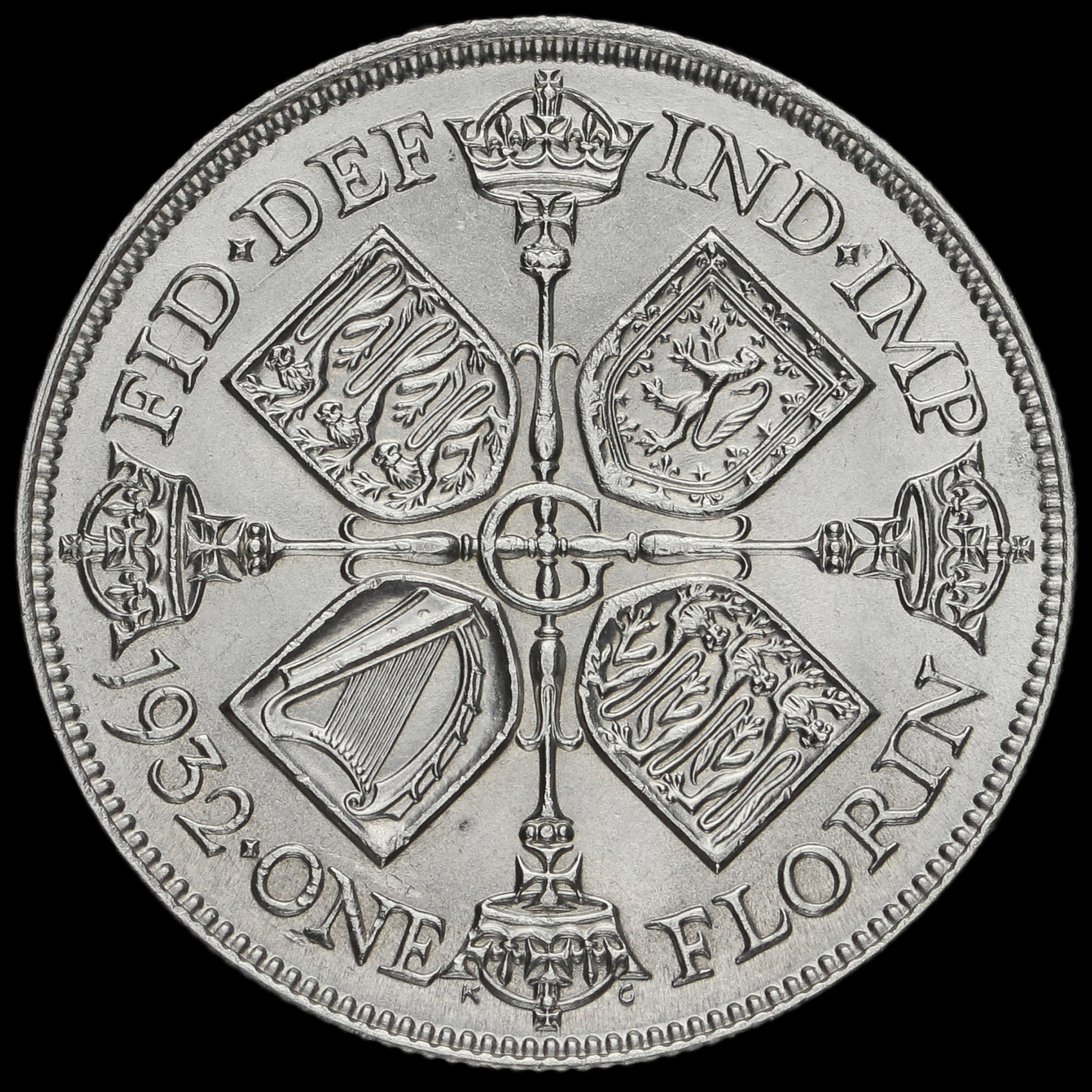 1932 George V Silver Florin, Rare, A/UNC