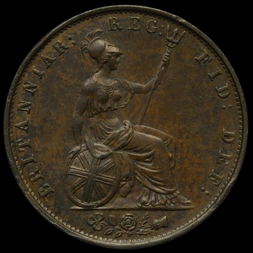 1853 Queen Victoria Young Head Copper Halfpenny, G/EF