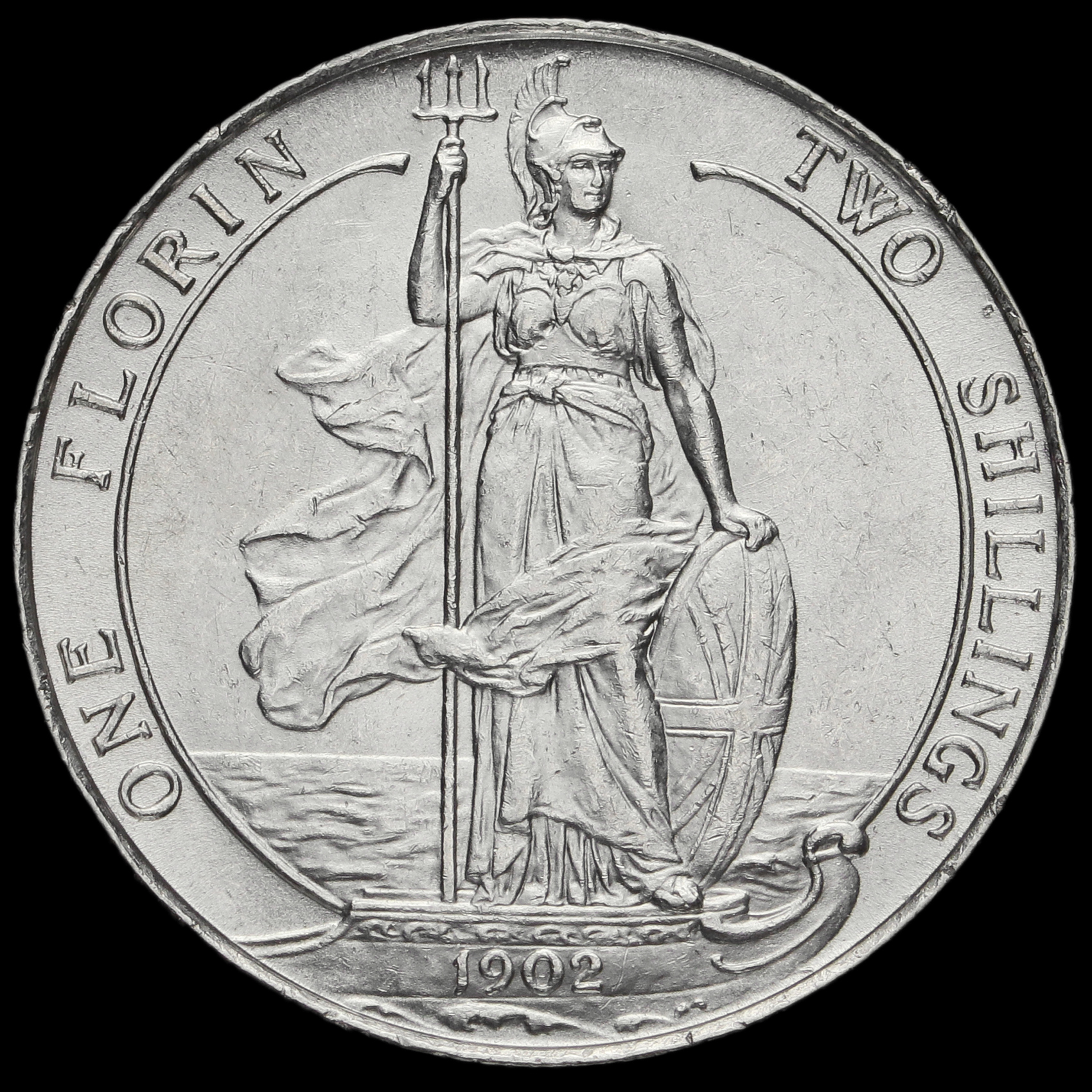 1902 Edward VII Silver Florin, A/UNC