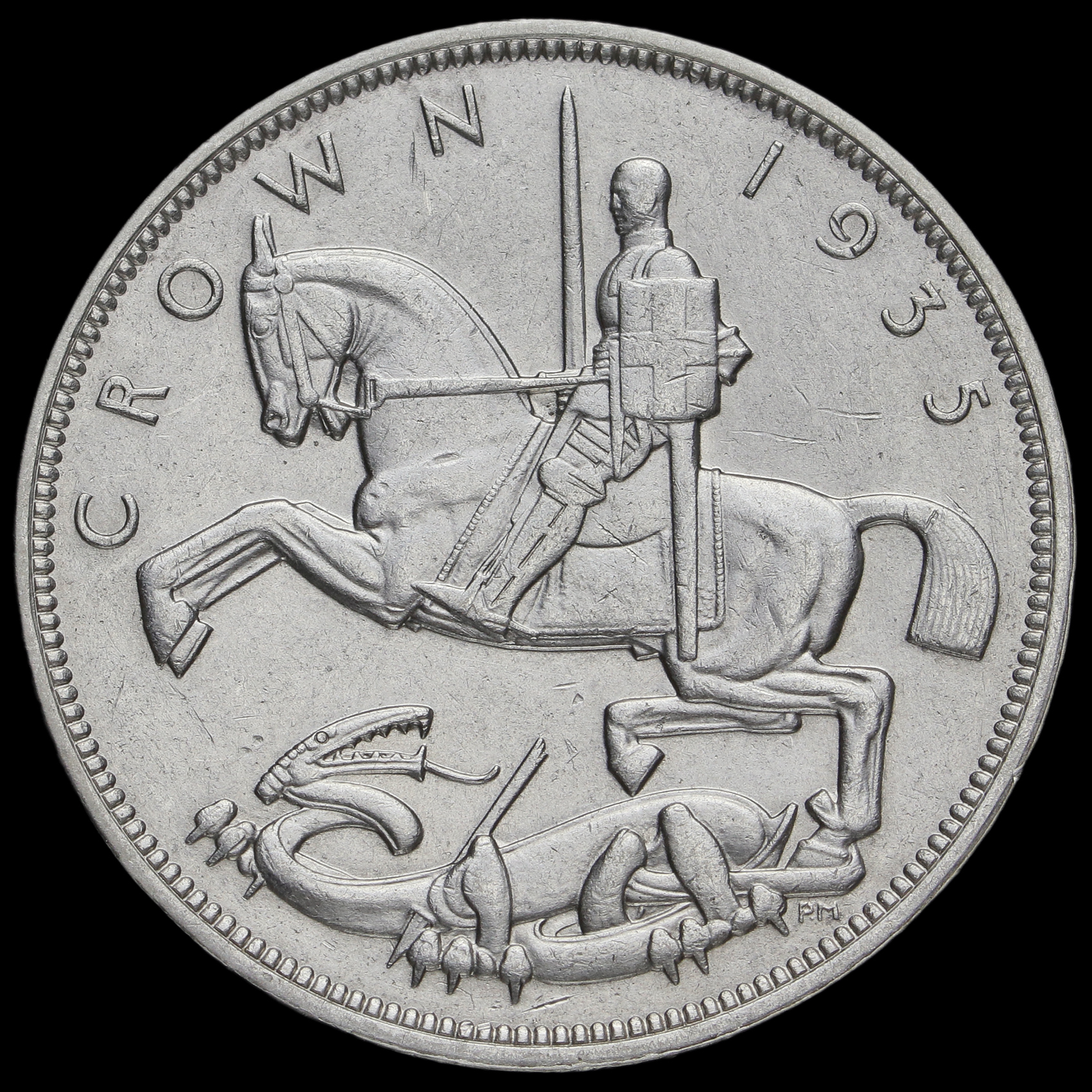 1935 King George V Rocking Horse Silver Jubilee Crown, A/EF