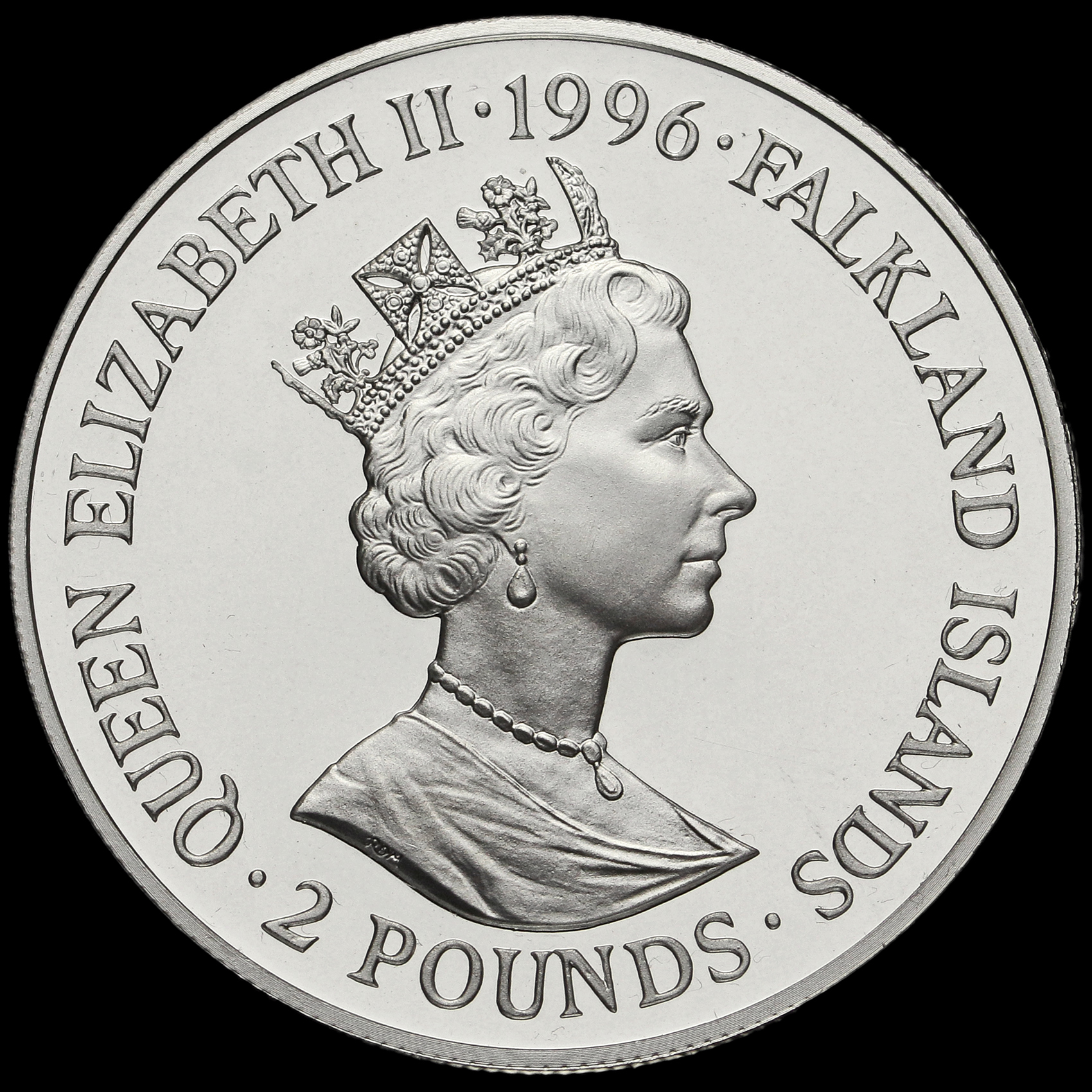 Falkland Islands 1996 Elizabeth II Silver Proof £2 Coin, Egbert of Wessex