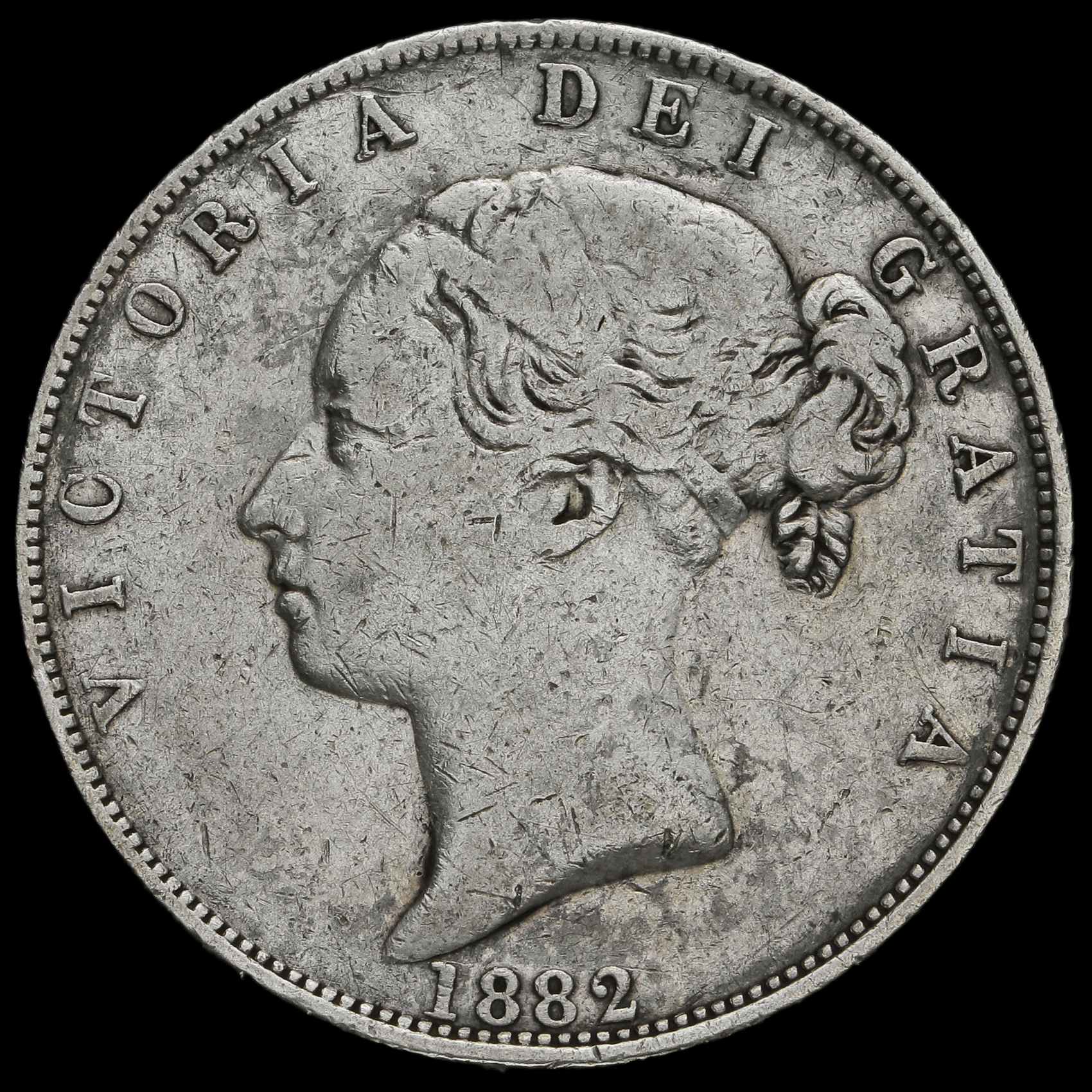 1882 Queen Victoria Young Head Silver Half Crown