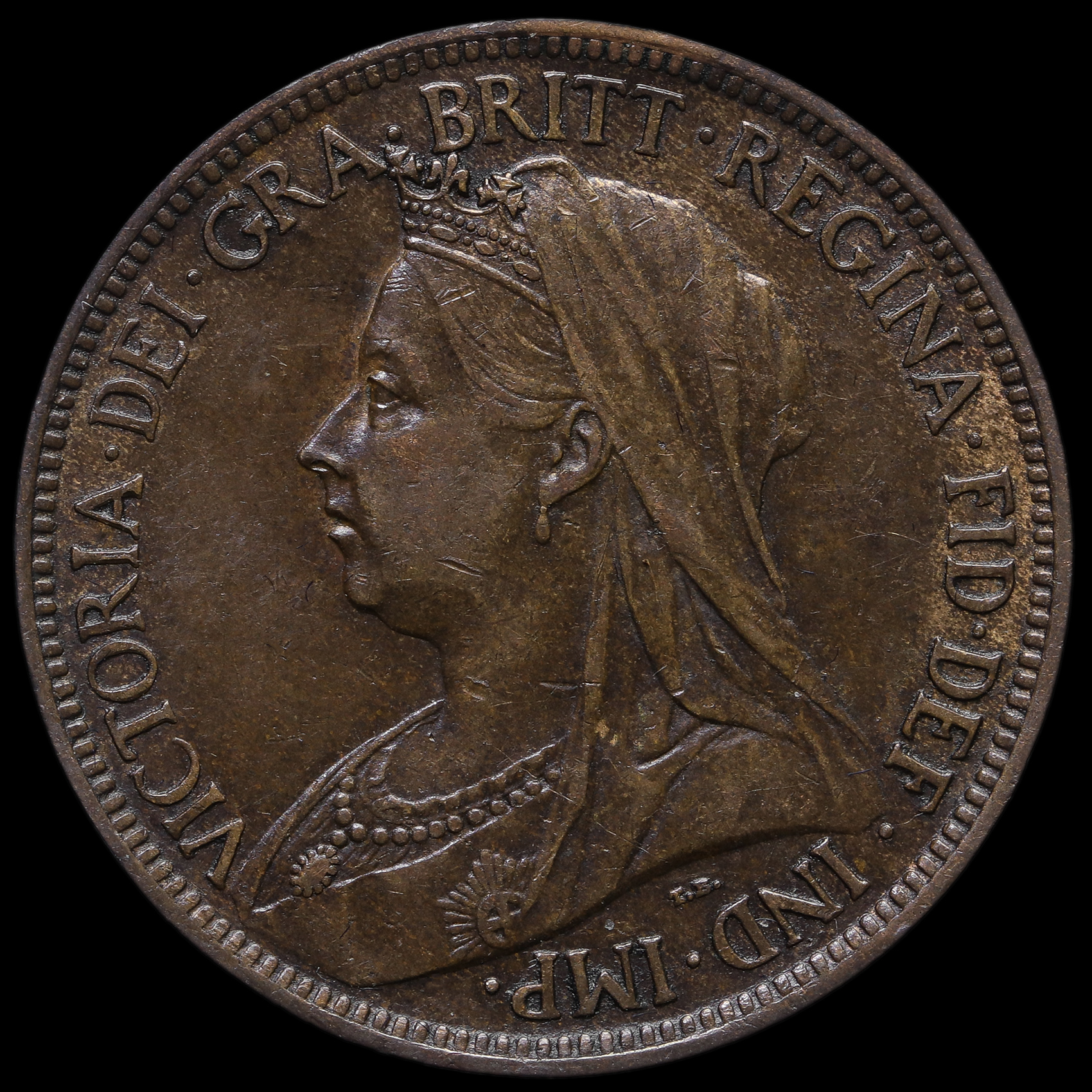 1895 Queen Victoria Veiled Head Halfpenny