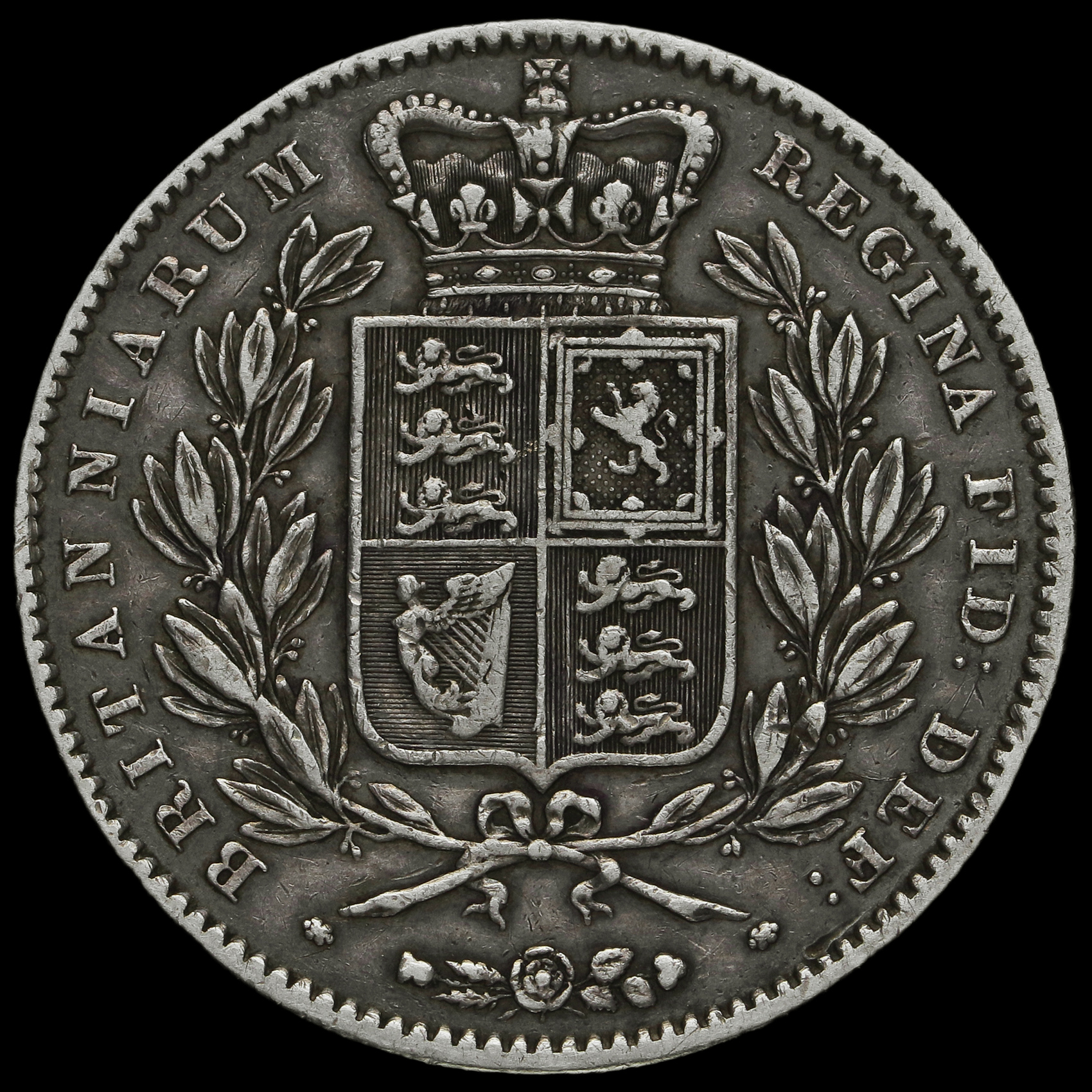 1847 Queen Victoria Young Head Silver XI Crown, VF