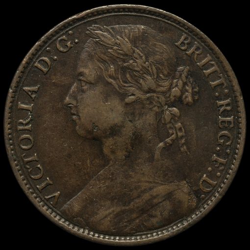 1880 Queen Victoria Bun Head Penny, AVF