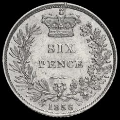 1856 Queen Victoria Young Head Silver Sixpence, Scarce, A/UNC
