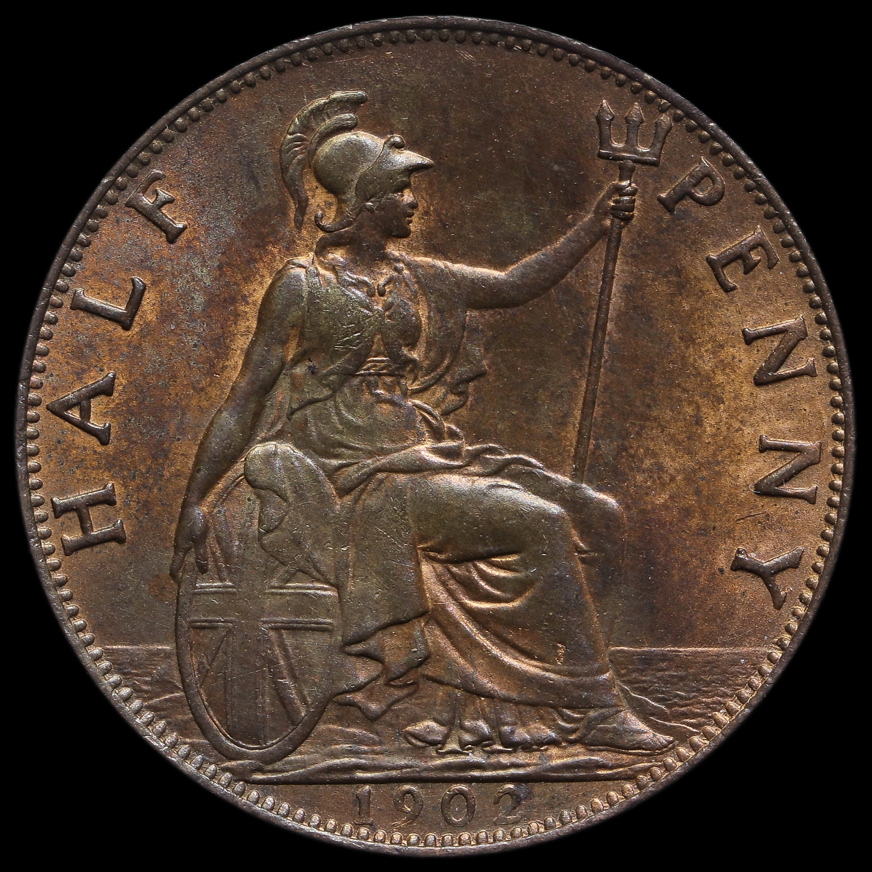 1902 Edward VII High Tide Halfpenny, A/UNC