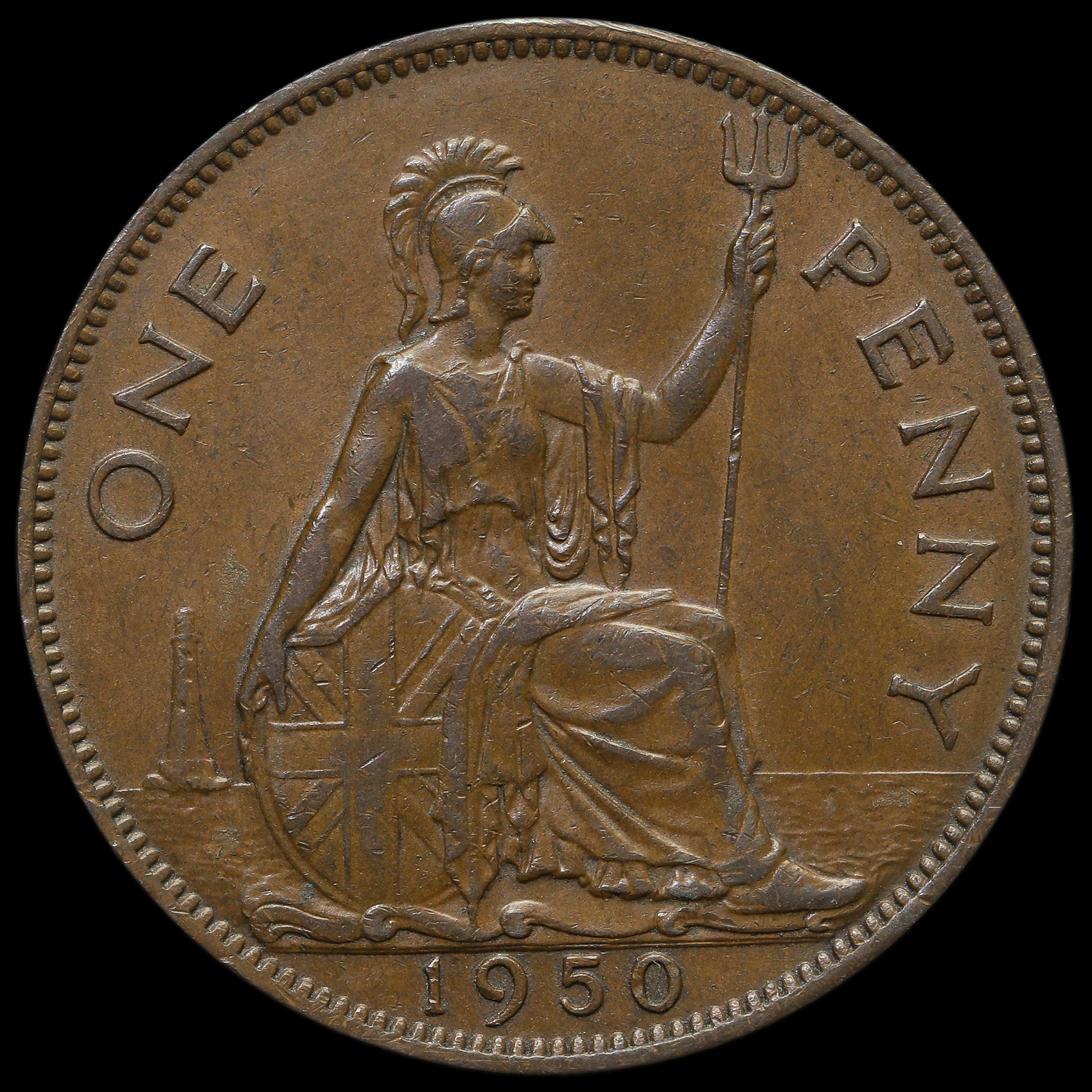 1950 George VI Penny, GVF+