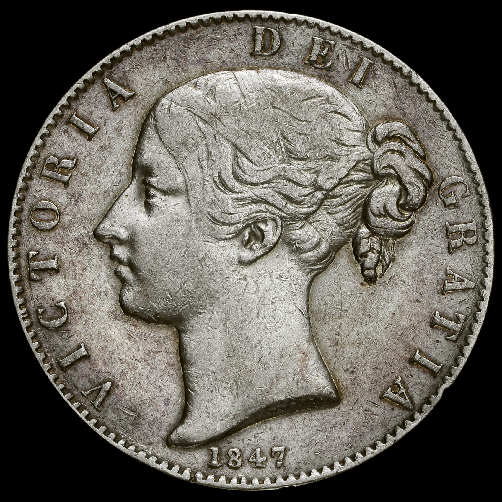 1847 Queen Victoria Young Head Silver XI Crown