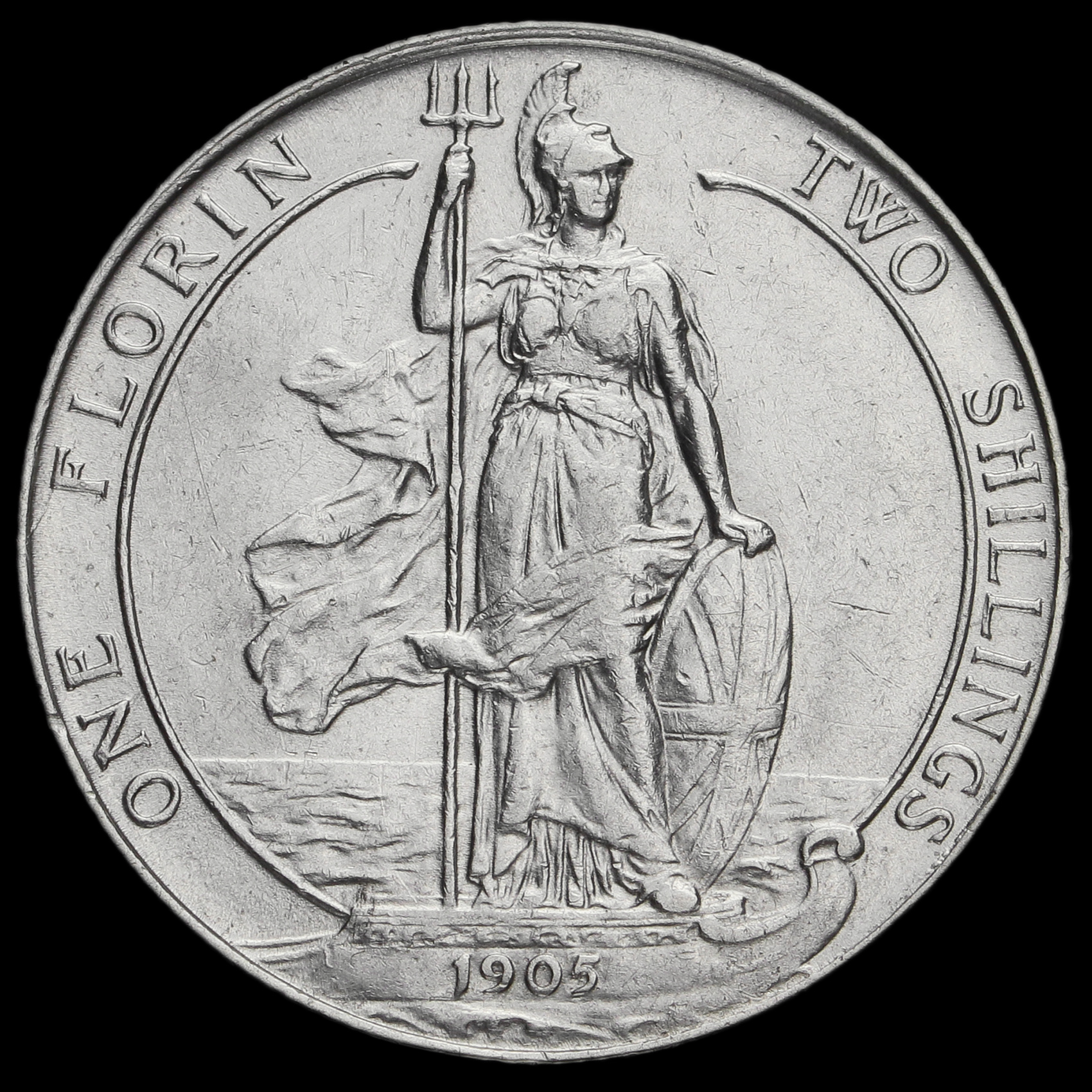 1905 Edward VII Silver Florin, Very Rare, GVF