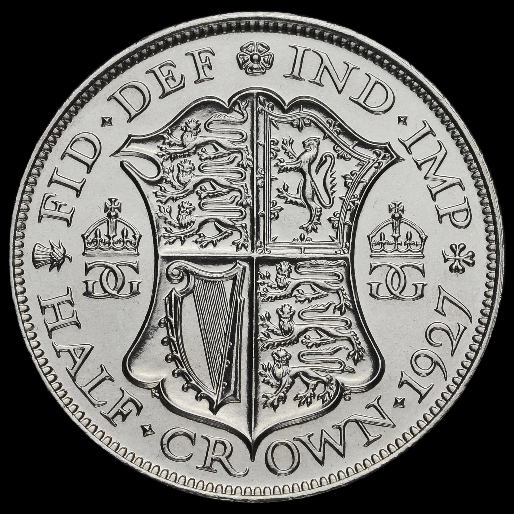1927 George V Silver Proof Half Crown, aFDC