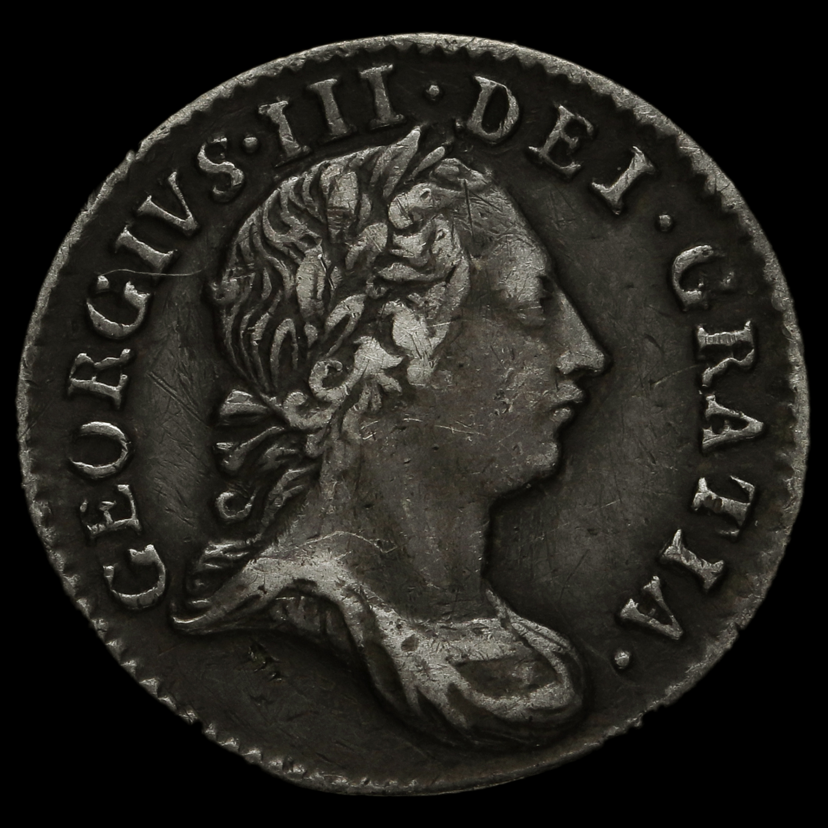 1762 George III Early Milled Silver Maundy Threepence, GVF+ #2