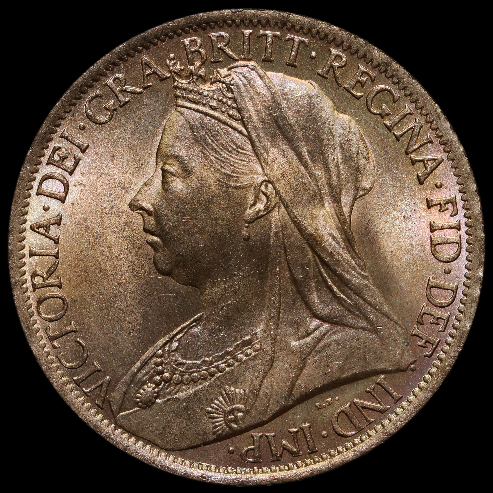 1901 Queen Victoria Veiled Head Penny, UNC