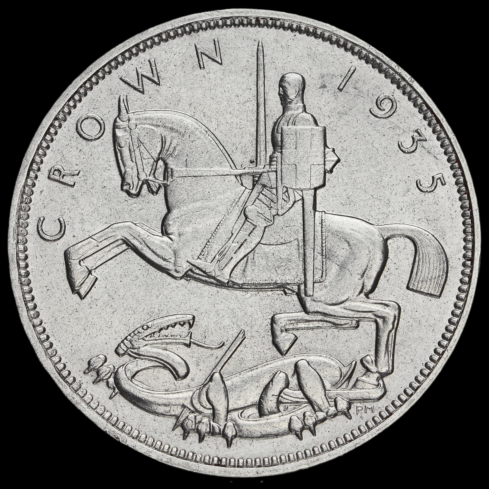 1935 King George V Rocking Horse Silver Jubilee Crown, A/UNC