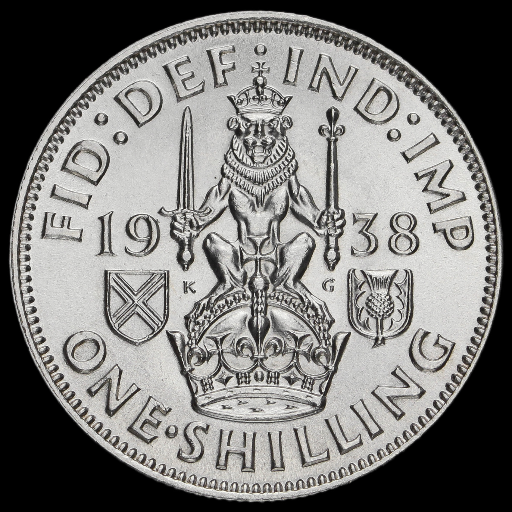 1938 George VI Silver Scottish Shilling, Scarce, UNC
