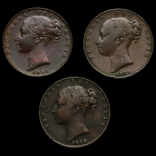 3 x Queen Victoria Young Head Copper Farthings