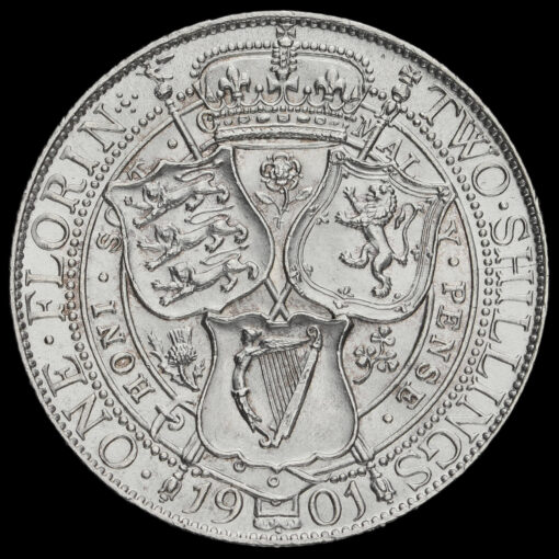1901 Queen Victoria Veiled Head Silver Florin, UNC