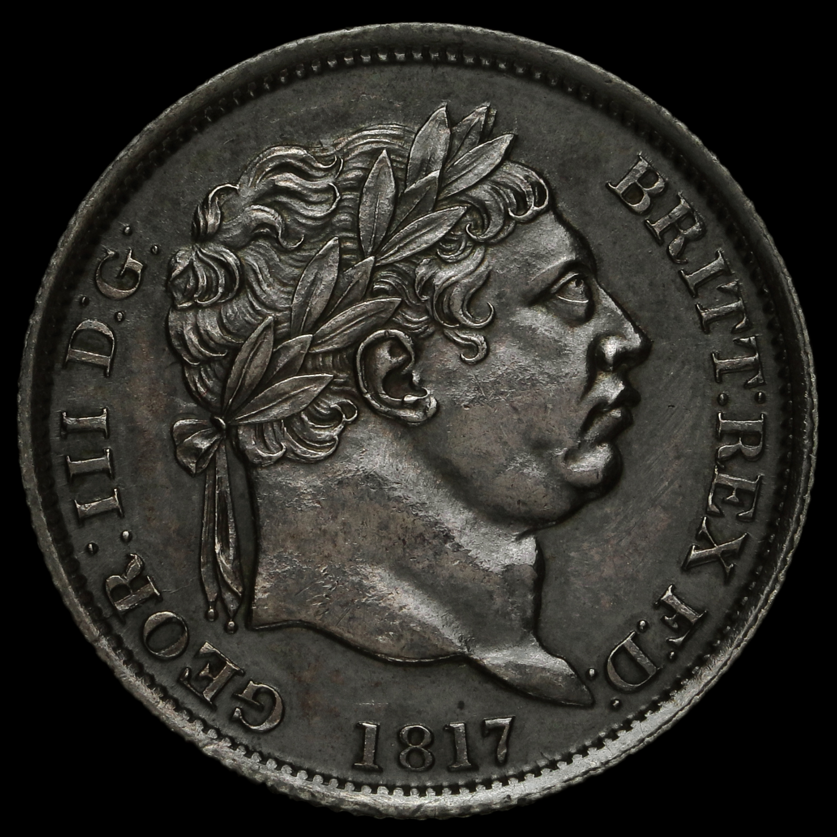 1817 George III Milled Silver Shilling, UNC