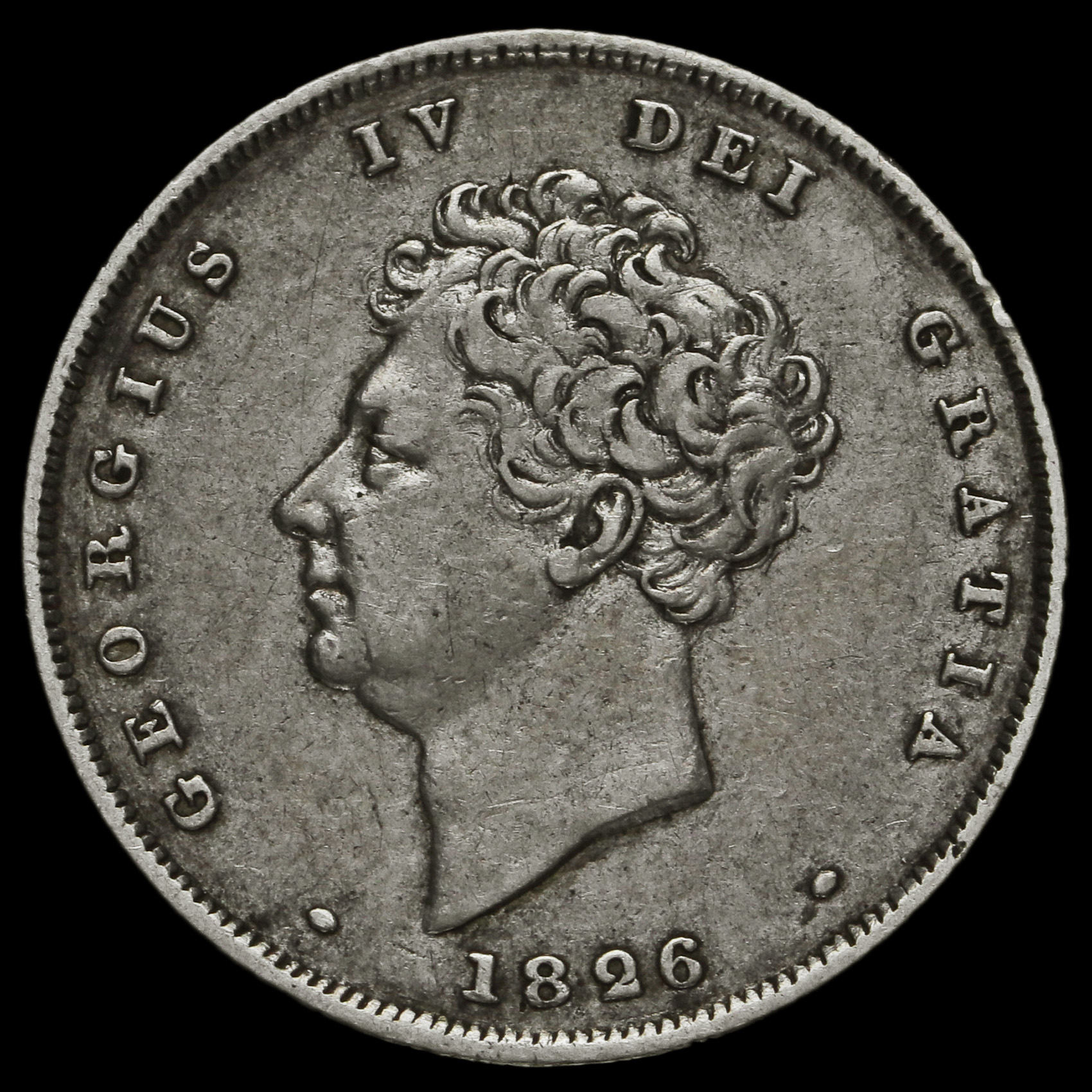 1826 George IV Milled Silver Shilling, GVF+