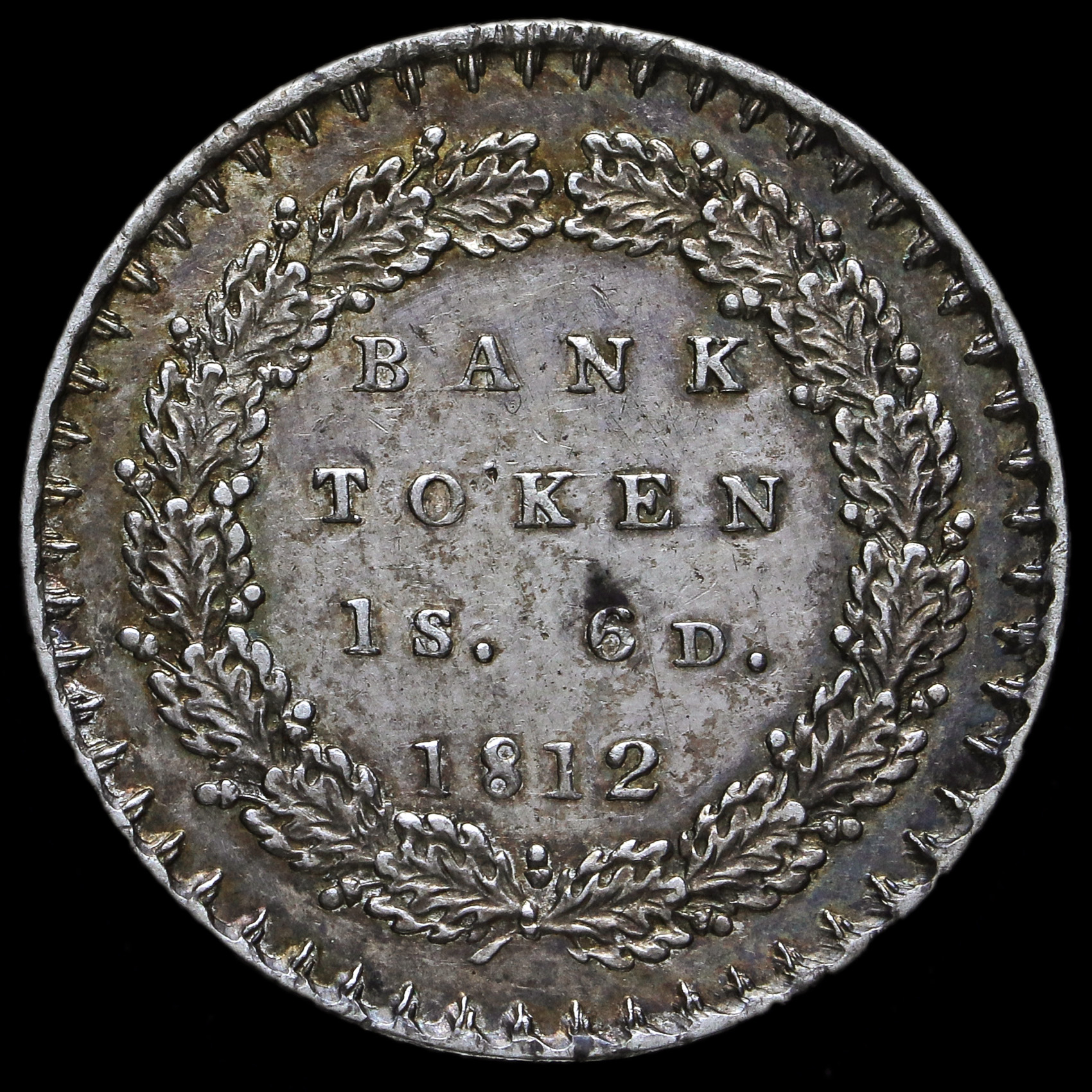1812 George III Silver Eighteenpence Bank Token, EF