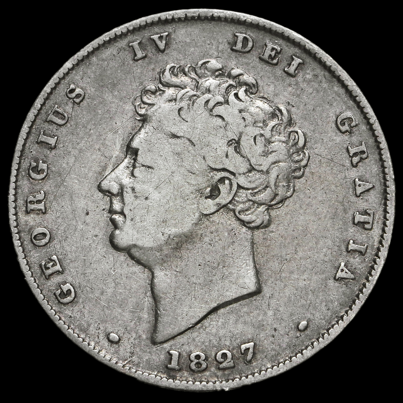 1827 George IV Milled Silver Shilling, Rare