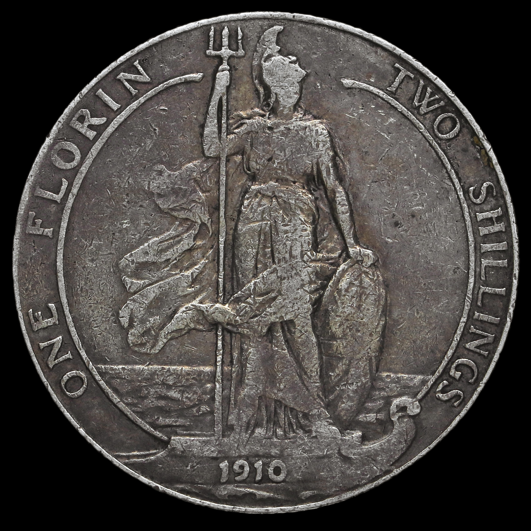 1910 Edward VII Silver Florin, Fine