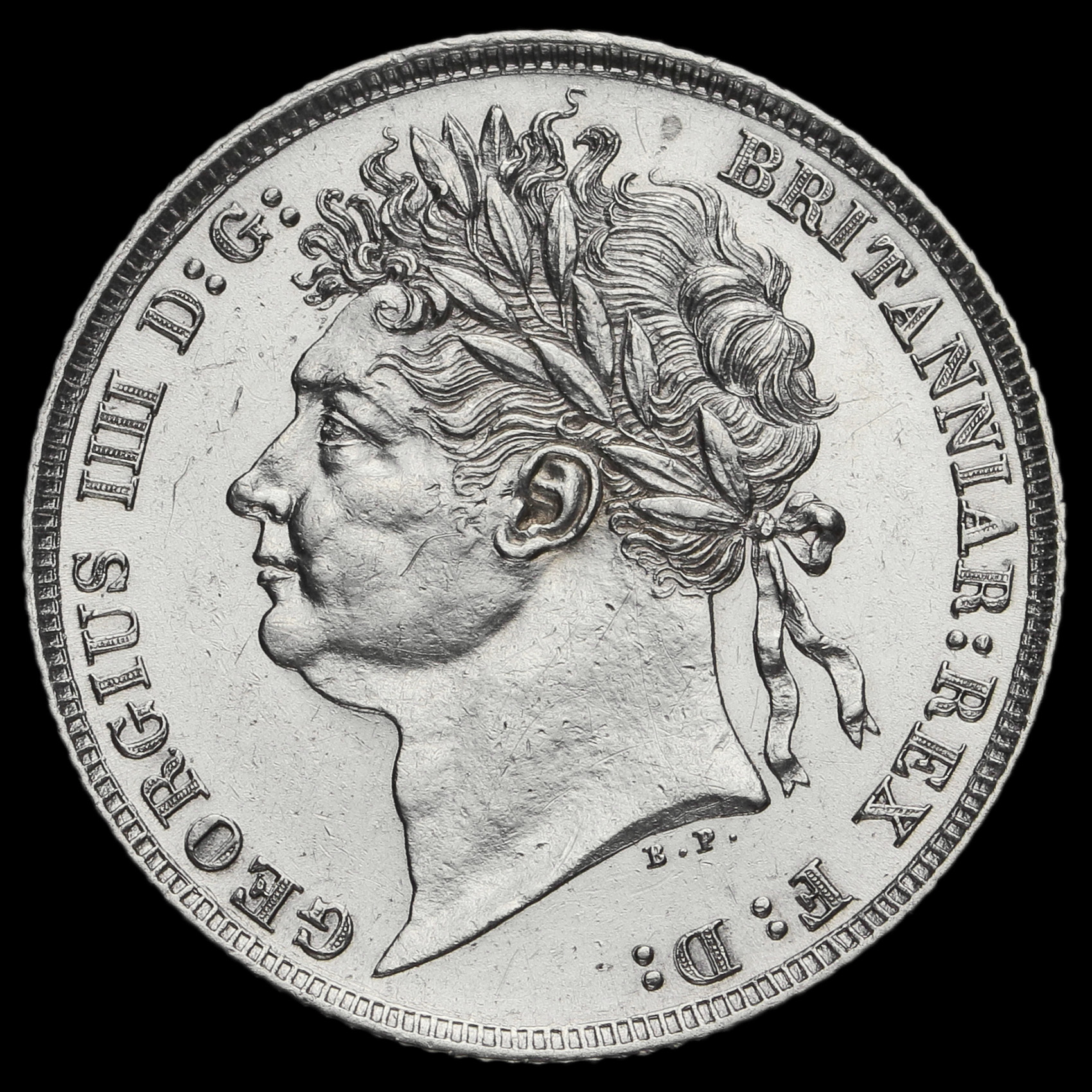 1821 George IV Milled Silver Shilling, A/UNC