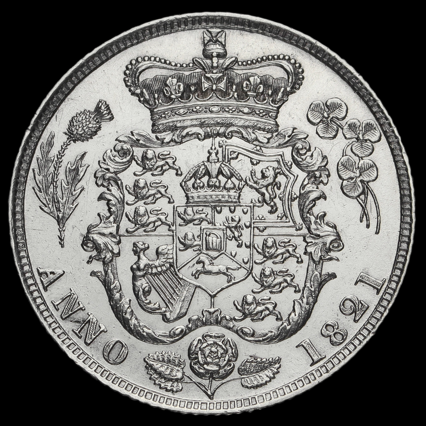 1821 George IV Milled Silver Shilling, A/UNC
