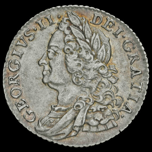 1758 George II Early Milled Silver Shilling, GVF+
