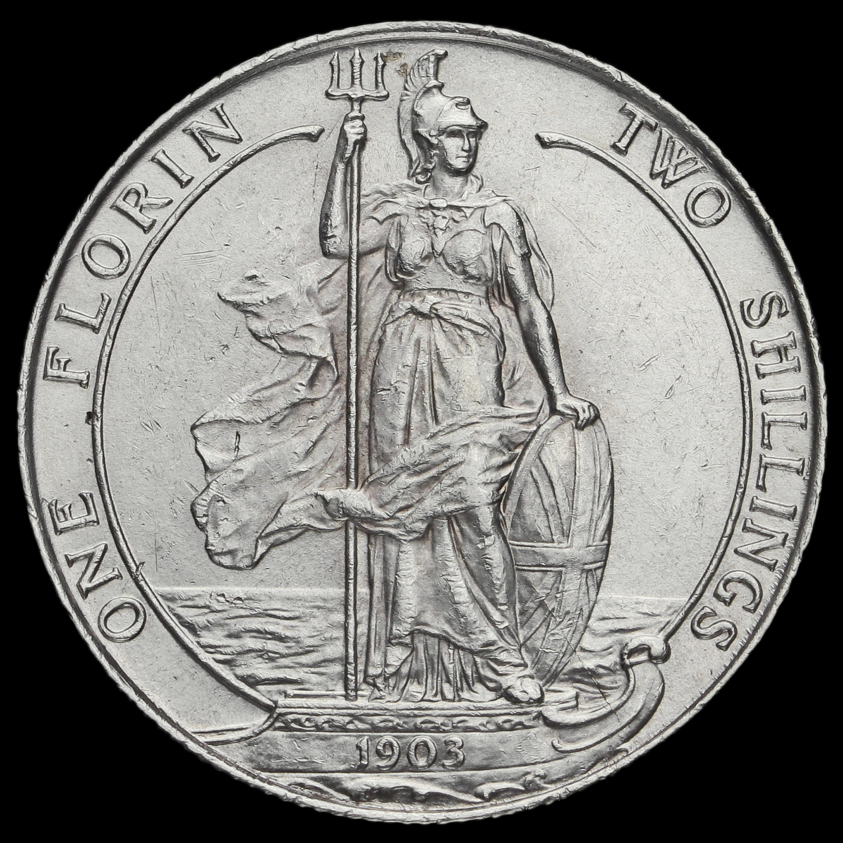 1903 Edward VII Silver Florin, Scarce, EF