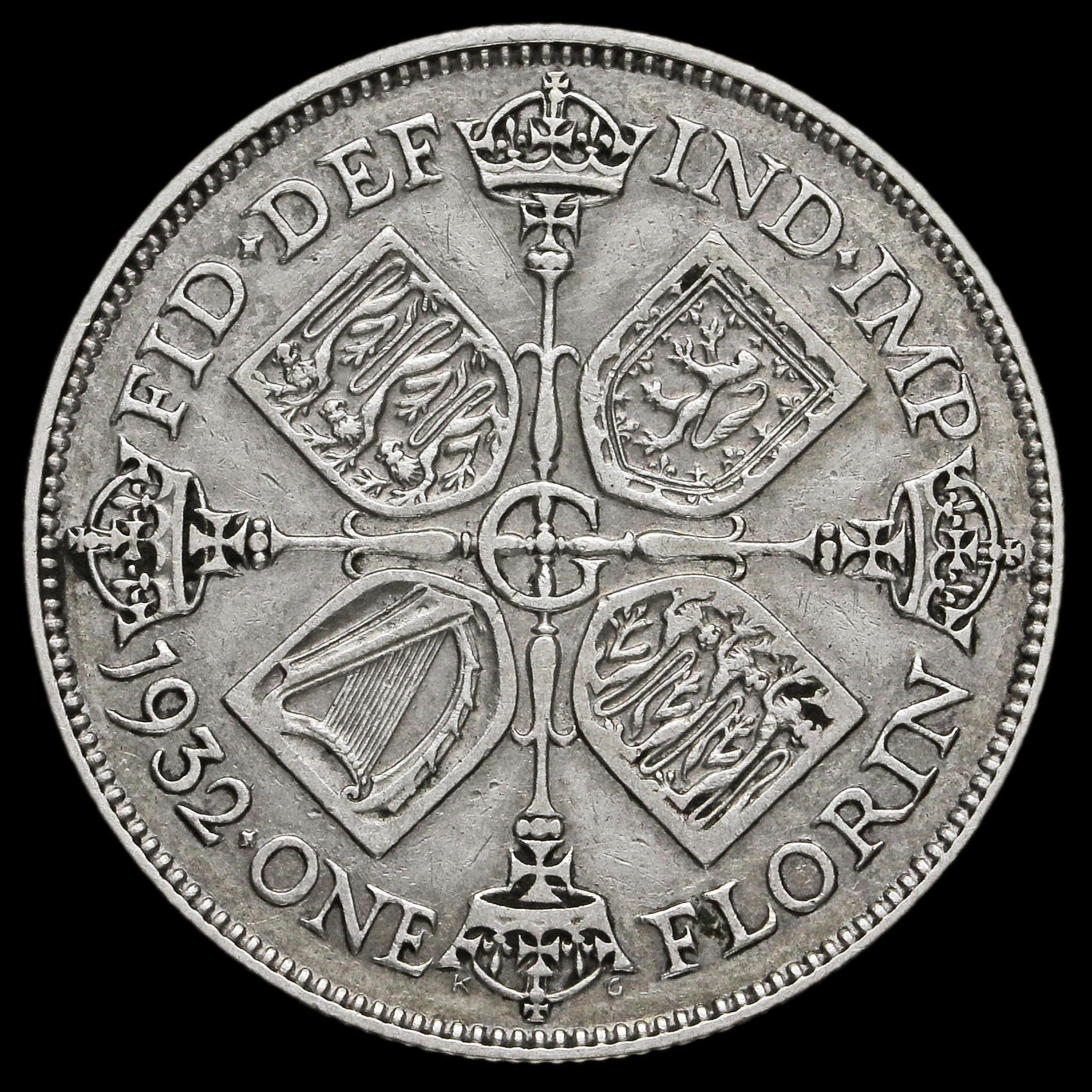 1932 George V Silver Florin, Rare, GF