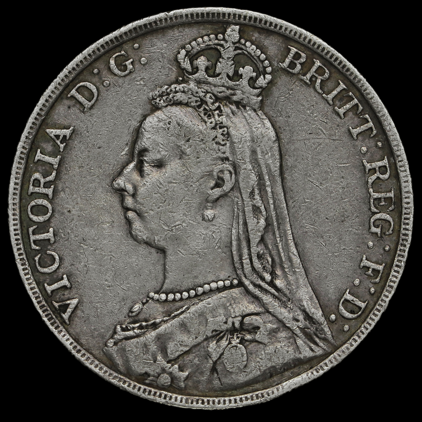 1892 Queen Victoria Jubilee Head Silver Crown, GF / AVF #2