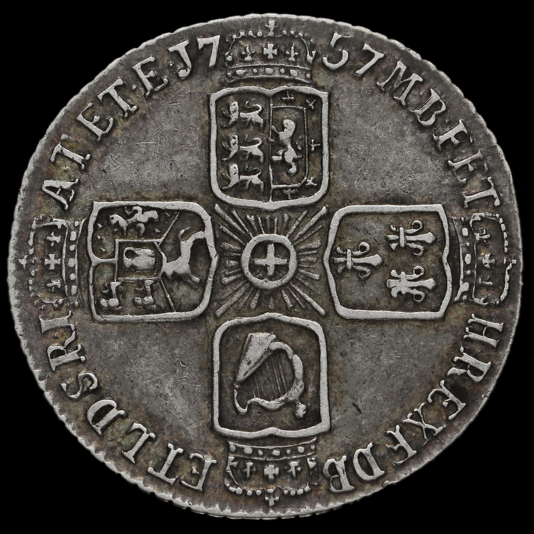 1757 George II Early Milled Silver Sixpence