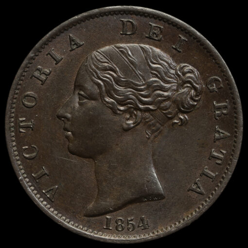 1854 Queen Victoria Young Head Copper Halfpenny A/UNC