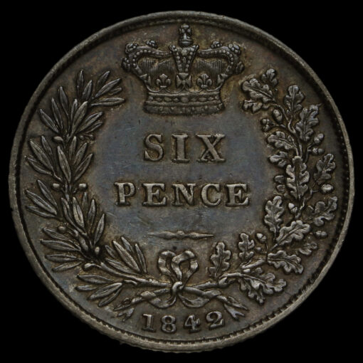 1842 Queen Victoria Young Head Silver Sixpence, Rare